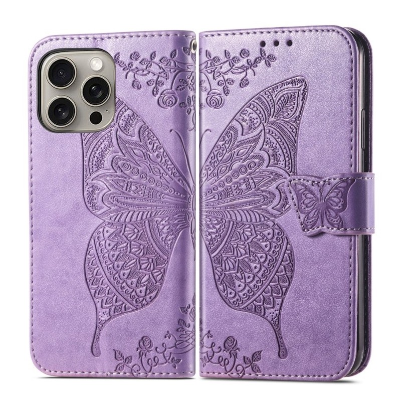 iPhone 16 Pro kaunis lila perhonen suojakotelo